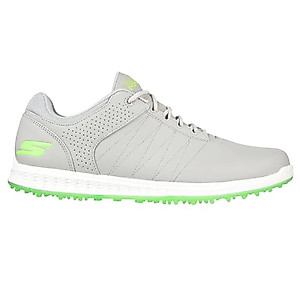 Skechers Men's Pivot Spikeless Golf Shoe, Gray/Lime, 10.5