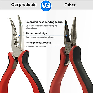 konovo Microlinks Hair Extensions Kit, Professional Tools with Hair Extension Pliers, Bead Threader, Micro Links Silicone Rings Bead 400PCS