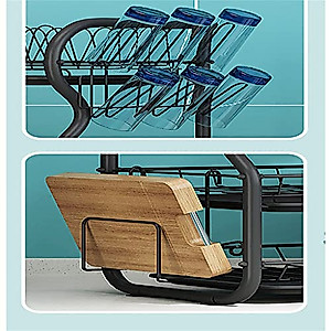 PDGJG Stainless Steel Widened Large Size Draining Dish Rack Storage Type Kitchen Multi-Functional Rack Organizer Storage Rack