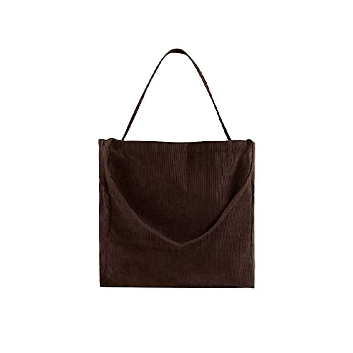 WDIRARA Women's Corduroy Totes Bag Shoulder Handbags Letter Print Shopping Shoulder Bag Brown