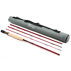 4wt Moonlit Lunar S-Glass Fiberglass Fly Fishing Rod (7' 6", 4 Piece, red)
