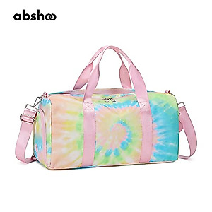 Abshoo Sports Gym Bag for Girls Teen Weekender Carry On Women Travel Duffel Bag with Shoe Compartment (Tie Dye C) Medium