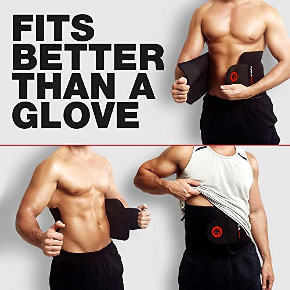 ActiveGear Waist Trimmer Belt for Stomach and Back Lumbar Support, Medium: 8" x 42" - Red