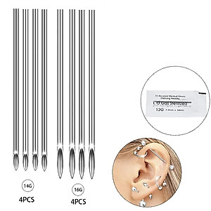 CHUANCI 24PCS/Lot Belly Button Nail Tool, Internal Thread Lip Nail Tongue Nail Piercing Kit, Disposable Ear Bone Nail Eyebrow Nail Nose Piercing Tool Set
