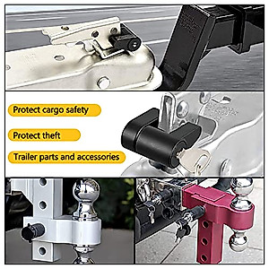 Cenipar Trailer Hitch Lock Receiver Long Hitch Pin 5/8 Inch Diameter 4 Inch Long for Truck Car and Boat Fits Class III, IV, V Hitches Towing Locks, 1/4” Dia Trailer Coupler Lock with 3/4” Inch Span