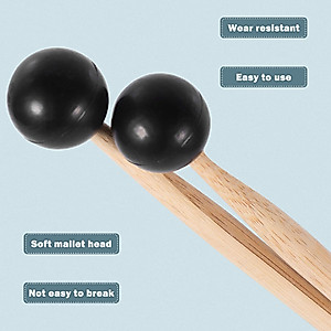 1 Pair Rubber Xylophone Mallet Percussion with Wood Handle Mallets Percussion Sticks Rubber Mallets Sticks with Wood Handle