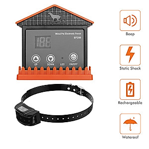 COVONO Wired Electric Dog Fence, Underground/Aboveground Pet Containment System (650Ft Wire, Waterproof & Rechargeable Collar, Shock/Tone Correction, Support 1 Dog)