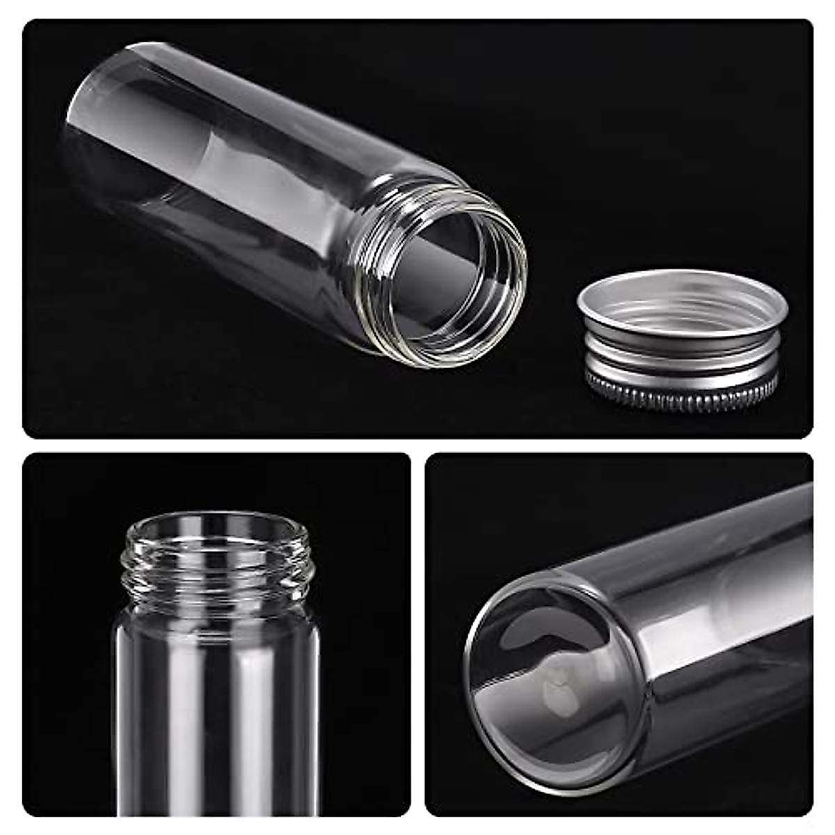 TOBWOLF 12PCS 50ml / 1.7oz Glass Spice Jars, Transparent Spice Containers with Aluminum Lids, Seasoning Storage Bottle Spice Bottles, Glass Seasoning Jars for Home Kitchen, Outdoor Camping, Gardening