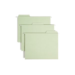 Smead FasTab Hanging Fastener File Folder with SafeSHIELD Fasteners, 1/3-Cut Built-in Tab, Letter Size, Moss, 18 per Box (65120)