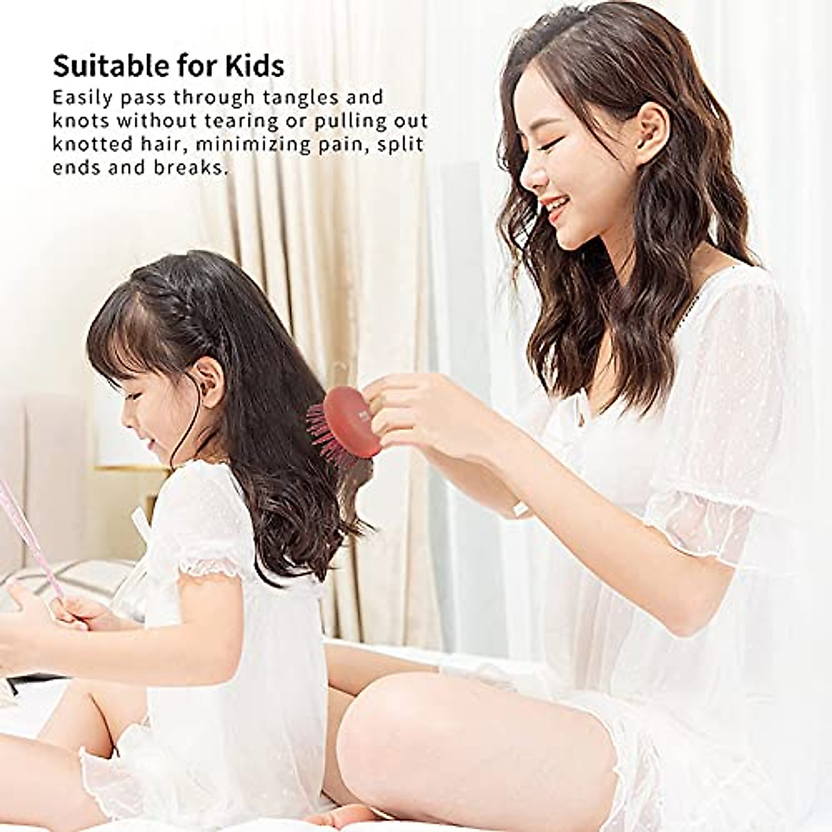 RHOS Mini Travel Hair Brush for Women/Men/Kids - Pocket Detangler Brush for Wet and Dry Hair - Travel Size Paddle Brush for Detangling- For All Hair Types (1 Pack-Mocha)