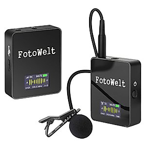 Wireless Lavalier Microphone, Lapel Microphone for DSLR Camera with OLED Display, Realtime Monitoring, Wireless Lav Mic for Podcast Interview Vlogging Youtube Video Recording