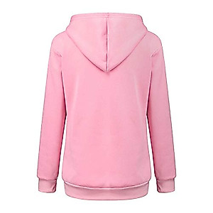 Women's Kitten Print Teen Hoodies Whdcaptiyated My Heart Solid Sweatshirts Cat Pouch Zipper Pet Carrier Sweatshirt Pink
