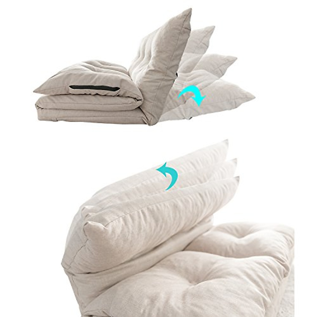 Harper & Bright Designs Floor Sofa Adjustable Lazy Sofa Bed, Foldable Mattress Futon Couch Bed, Beige