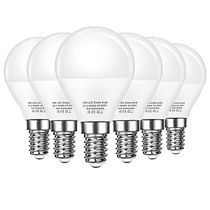 EvaStary Ceiling Fan Light Bulbs, 60W Equivalent E12 LED Bulb, Super Bright 600LM Daylight 5000K Small Base A15 Shape Candelabra Bulb for Chandelier, Ceiling Fans, Non-dimmable, 85-265V, 6 Pack