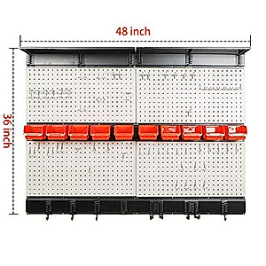 Ultrawall Pegboard Wall Organizer, 48X 36 inch Garage Storage Pegboard with Hooks Storage Bins Tool Board Panel Tool Organizer