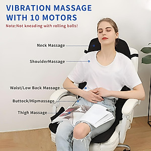 Back Massager with Heat for Pain Relief, Back Massage Chair Pad, Chair Massager for Full Body Massage, Deep Tissue Vibration Massager with 2 Adapters, Chair Massage for Office and Recliner