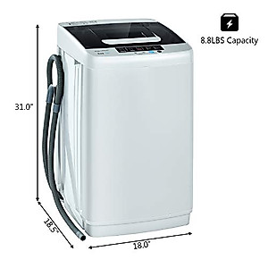 COSTWAY Portable Washing Machine, 2-in-1 Laundry Washer and Spin Combo with 10 Programs, 8.8lbs Capacity, Drain Pump and LED Display, Full Automatic Washer for Apartment, RVs, Dorm, White