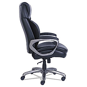 SertaPedic Cosset Big and Tall Executive Chair, Supports Up to 400 Lb, 19" to 22" Seat Height, Black Seat/Back, Slate Base
