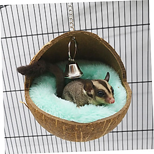 FUOYLOO Parrot Toys Parrot Hut House Shell Bird House Hamster Winter Warm Cage Bird Playground Winter Pet Chinchilla Bed Wood Toys Hanging Parrot House Coconut Shell Natural Bird Supplies