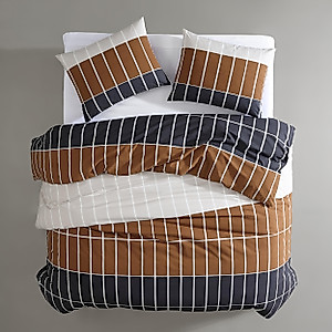 Marimekko - King Duvet Cover Set, Organic Cotton Bedding with Matching Shams, Modern Home Decor, GOTS Certified (Tiiliskivi Raita Charcoal, King)