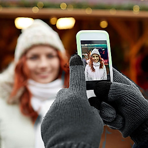 Evridwear Mens Winter Warm Gloves,Wool Knitted Thermal Anti-Slip Touchscreen Glove with 3M Thinsulate Insulated Lining for Cold WeatherLight Work(Grey,L)