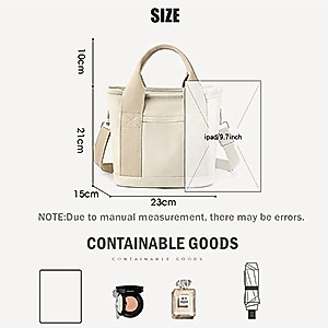 Handmade Large Capacity Multi-Pocket Handbag for Women, 2 In 1 Canvas Crossbody Bag Handbag Tote Bags for School (Green)