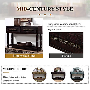 INMOZATA Farmhouse Entryway Table wiith Storage Wood Console Table with Power Outlets 54 inch Narrow Long Sofa Tables with USB Ports for Living Room, Couch, Hallway, Foyer,Distressed Black