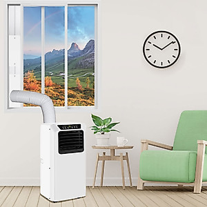 GNILLKO Portable Air Conditioner AC Window Kit with 5.9" Exhaust Hose & Coupler, Adjustable Window Seal Kit Plate for AC Unit, Portable AC Window Vent Kit for Sliding Horizontal & Vertical Window