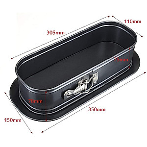 XLDYM 12inch Long Oval Springform Pan, Non-Stick Spring Baking Pan Cheesecake Pan with Removable Bottom, Quick Release Latch Bakeware, for Baking Bread