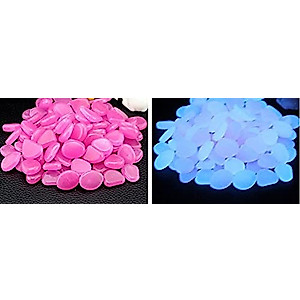 chic style Glow Stone Glowing in The Dark Pebbles Outdoor Decor Fish Tank Walkway Gravel Rocks Decoration (Pink in Daytime, Purple in The Dark)