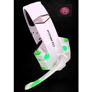 Nxt Level Python Fly G9000 Max Ultralight Stereo Professional Gaming Headset 7.1 Bass Surround Sound with Noise Cancellation Microphone for PS5 PS4 Xbox Controller Mobile Phone PC (White Green)