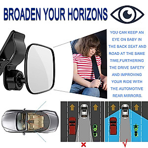 JONMON Automotive Interior Rearview Baby Mirror - Car Small Clip-On Adjustable Facing Back Rear View Seat Convex Mirror Clip on Car or Truck Sun Visor