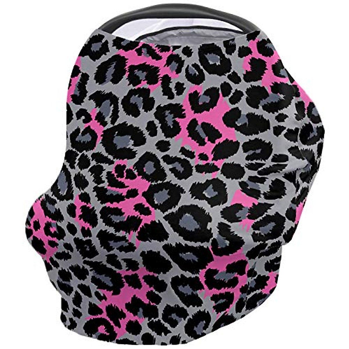 Nursing Cover Carseat Canopy, Leopard Print Soft and Breathable Stroller Covers for Breastfeeding Infants, Animal Texture Multiuse-Nursing Scarf,Stretchy Babysitting Scarf