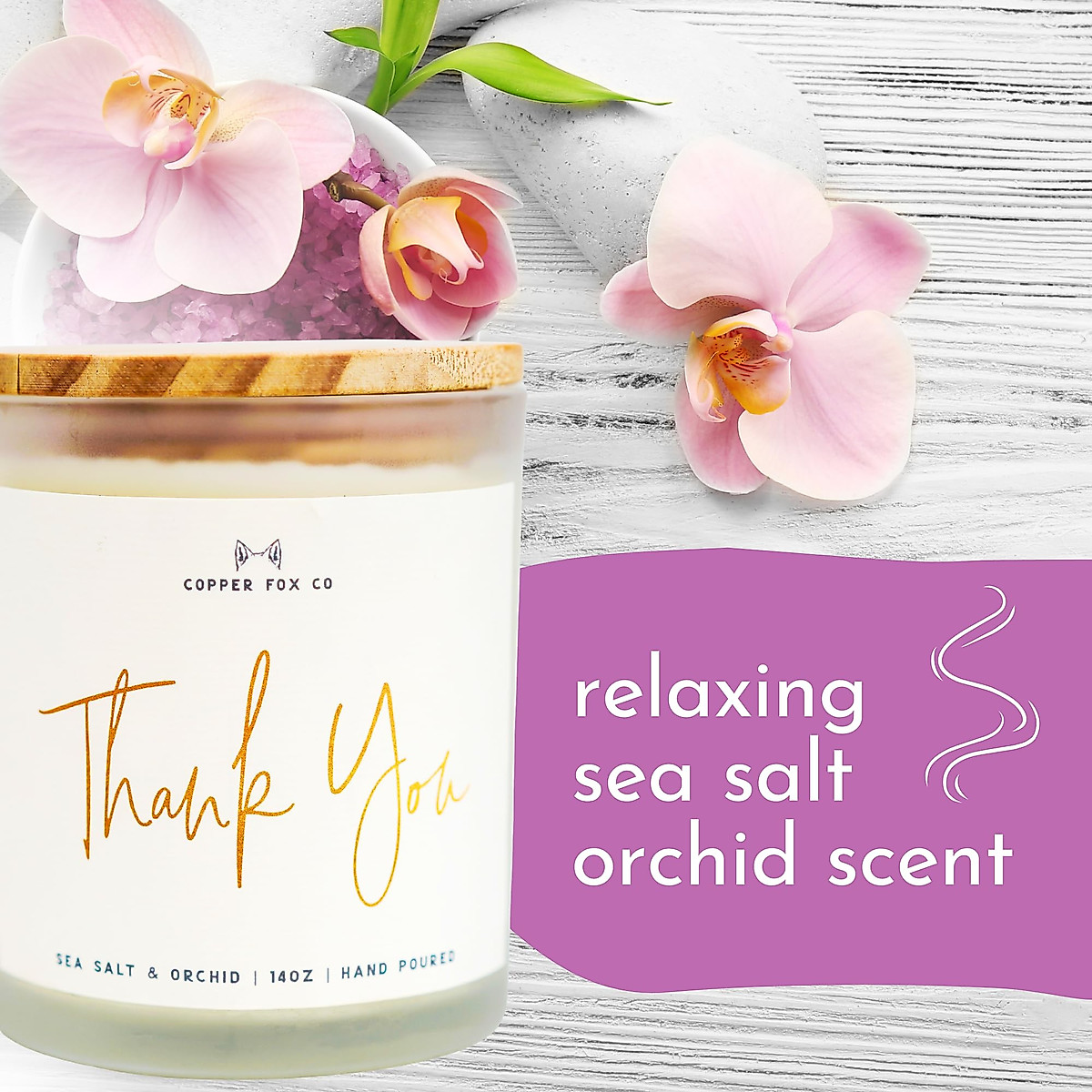 Thank you Candle for Women | Boss Small Thank You Gift Idea | Natural Soy Candle 14 oz Floral Scented Candle | Thank You Gifts for Host Men Coworkers Friend Hostess Teacher Appreciation Gifts Nurse