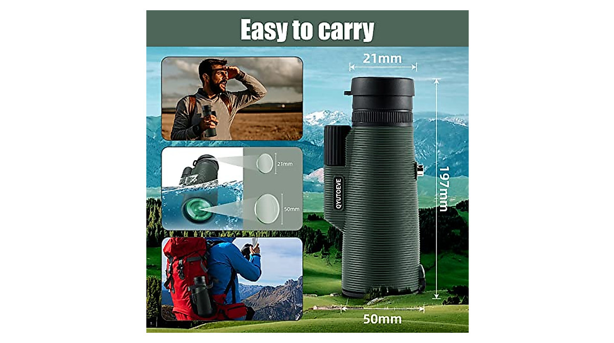 Monocular for Adults,12x50 HD Waterproof Minocular Telescope,FMC Green ...
