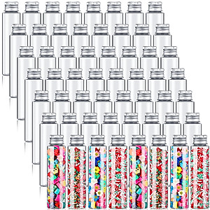 Tioncy 100 Pcs Clear Plastic Test Tubes Gumball Tubes 50 ml Plastic Vials with Caps Storage Containers for Plants, Beads Candy Powders Spices Storage Scientific Experiments Interest Cultivation