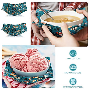 Cunhill Cotton Microwave Bowl Holders Bowl Hot Pads Heat Resistant Bowl Potholders Multipurpose Holders Quilted Bowl Cozy for Soup Bowl Hot Pads Kitchen Supply (Blue,Dog Style)