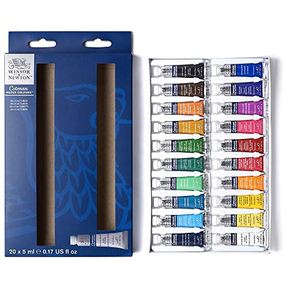 Winsor & Newton Cotman Watercolor Paint Set, 20 Colors, 5ml (0.17-oz) Tubes