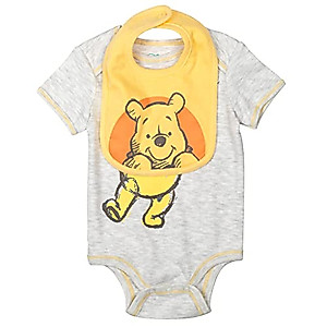 Disney Winnie The Pooh Baby Boys Girls Layette Set: Bodysuit Pants Bib Hat 0-3 Months Yellow