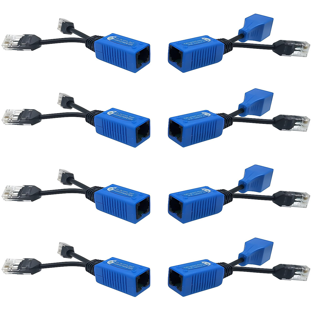 AIMHD 4 Pair RJ45 Ethernet Combiner, Cat5 PoE Splitter, 2-in-1 (2 Cameras Over 1 Cable) Adapter for 8 IP Security Camera NVR Surveillance System