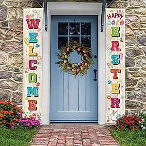 Easter Decoration Set Easter Porch Sign Welcome Happy Easter Banner Easter Hanging Decoration for Indoor/Outdoor Easter Decoration Easter Party
