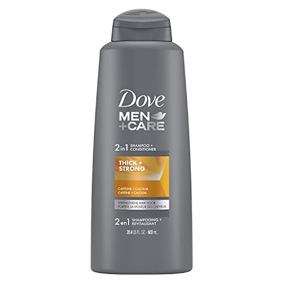 Dove Men+Care Fortifying 2 in 1 Shampoo and Conditioner for a Deep Clean and Fortified Hair Thick and Strong with Caffeine Strengthens and Nourishes Thinning Hair, Gray, 20.4 Fl Oz
