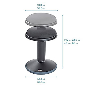 ECR4Kids Sitwell Wobble Stool with Cushion, Adjustable Height, Active Seating, Black