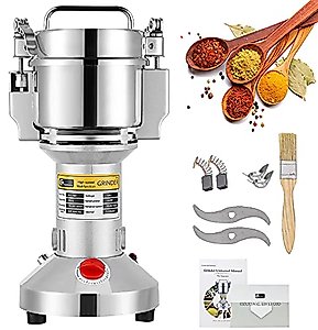 CGOLDENWALL 300g Electric Grain Mill Grinder Safety Upgraded Spice Grinder Pulverizer Stainless Steel Machine for Dry Spices Herbs Grains Coffee Seeds Rice Corn Pepper 110V