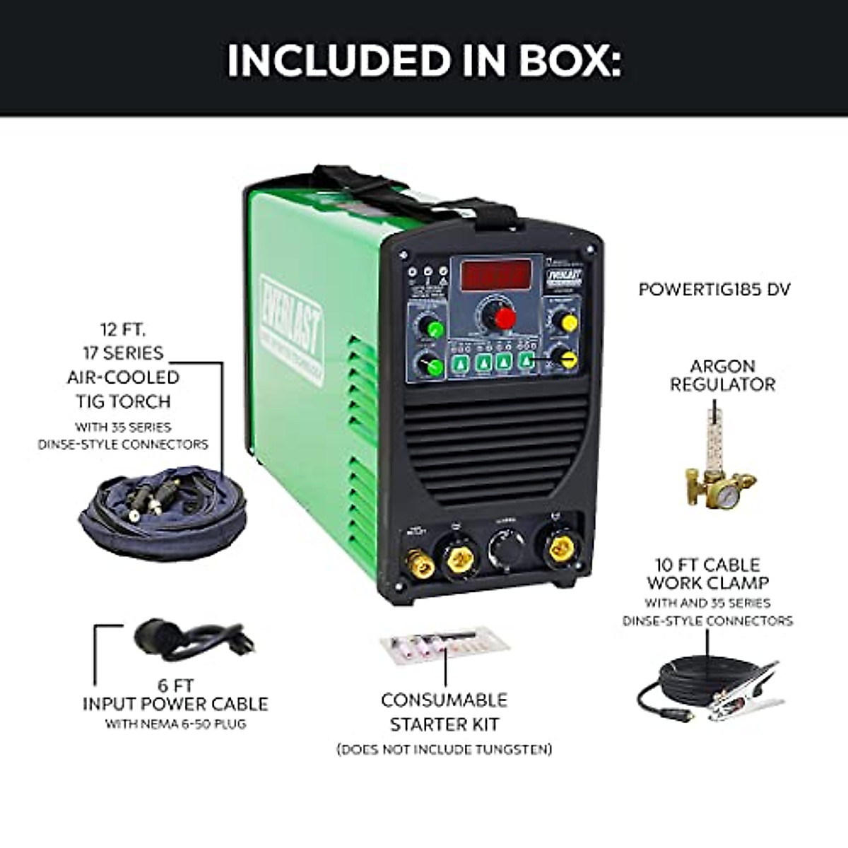 2021 Everlast PowerTIG 185DV AC/DC TIG Stick Welder 110/220 Volt Inverter-Based Dual Voltage 185Amp