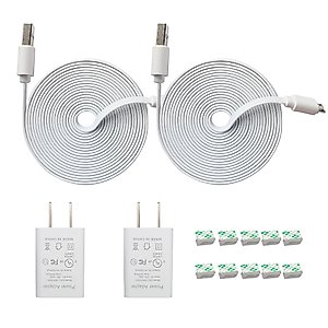 10FT Power Extension Cable Charger for Wyze Cam V3/V4/OG/V3 Pro, Blink Mini Pan/Mini,Kasa,Ring indoor, Eufy,SimpliSafe,Arlo Essential(Not for WyzePan v3),Power Cord with Adapter for Security Cam 2Pack