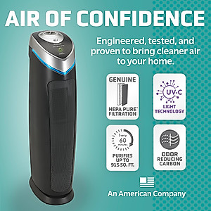 GermGuardian Air Purifier with HEPA 13 Filter, Removes 99.97% of Pollutants, Covers up to 915 Sq. Foot Room in 1 Hr, UV-C Light Helps Reduce Germs, Zero Ozone Verified, 28", 2-Pack, Gray, AC50002PK