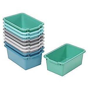 ECR4Kids Scoop Front Storage Bins, Multipurpose Organization, Contemporary, 10-Piece