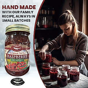 Newport Jerky Company All Natural Gourmet Raspberry Jalapeno Jam | Classic Spread for Burgers, Sandwiches, Toast, Cream Cheese, Charcuterie | Made in the USA! | Large Re-Usable 20 oz Glass Jar | FAT FREE, GLUTEN FREE & ALL NATURAL