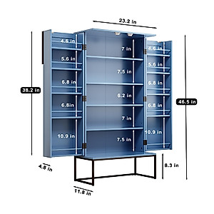 ARTPOWER 46" Blue Pantry Cabinets, Food Pantry Storage Cabinet with Adjustable Shelves，Large Storage Space for Kitchen,Blue